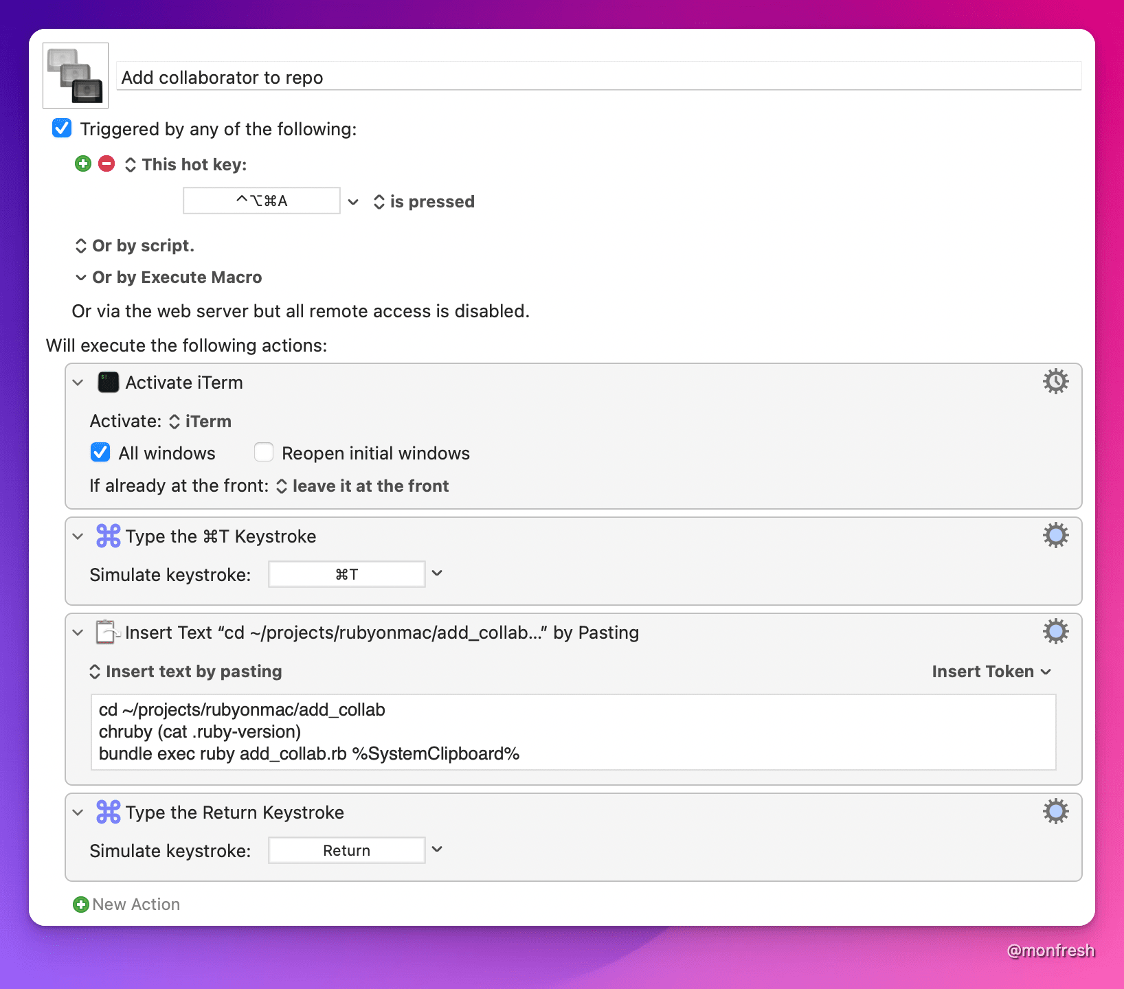 Automate GitHub API Calls With Ruby Keyboard Maestro And 1Password CLI
